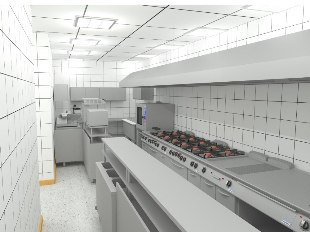 Commercial Kitchen Equipment Layout With MEP drawings / 3D Rendering ...