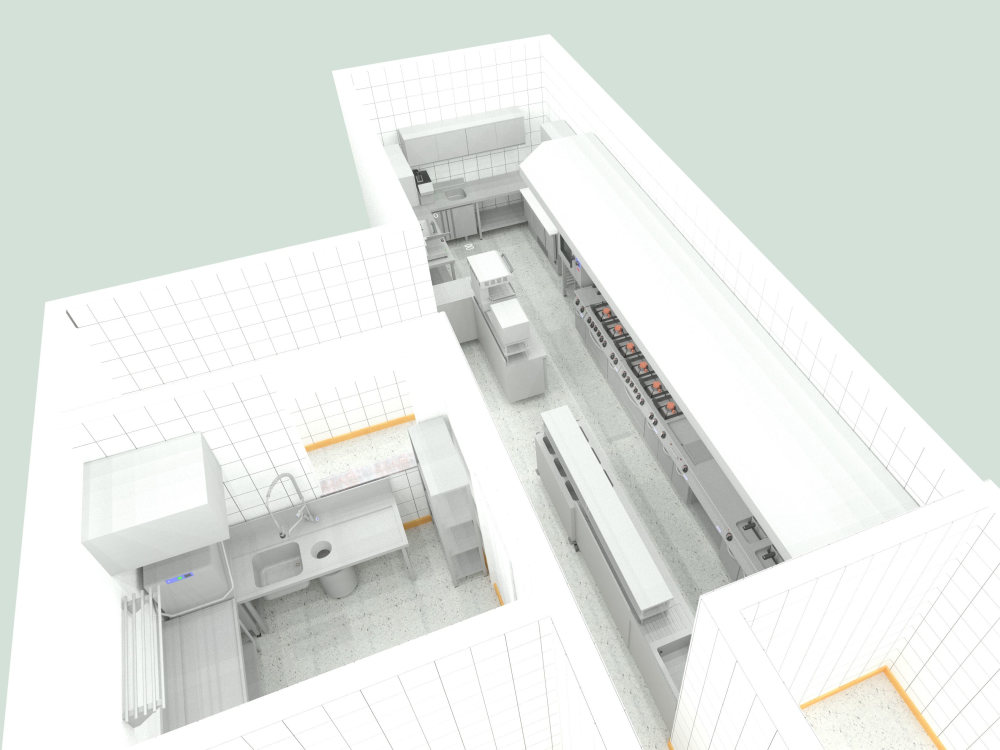 Commercial Kitchen Equipment Layout With MEP drawings / 3D Rendering ...