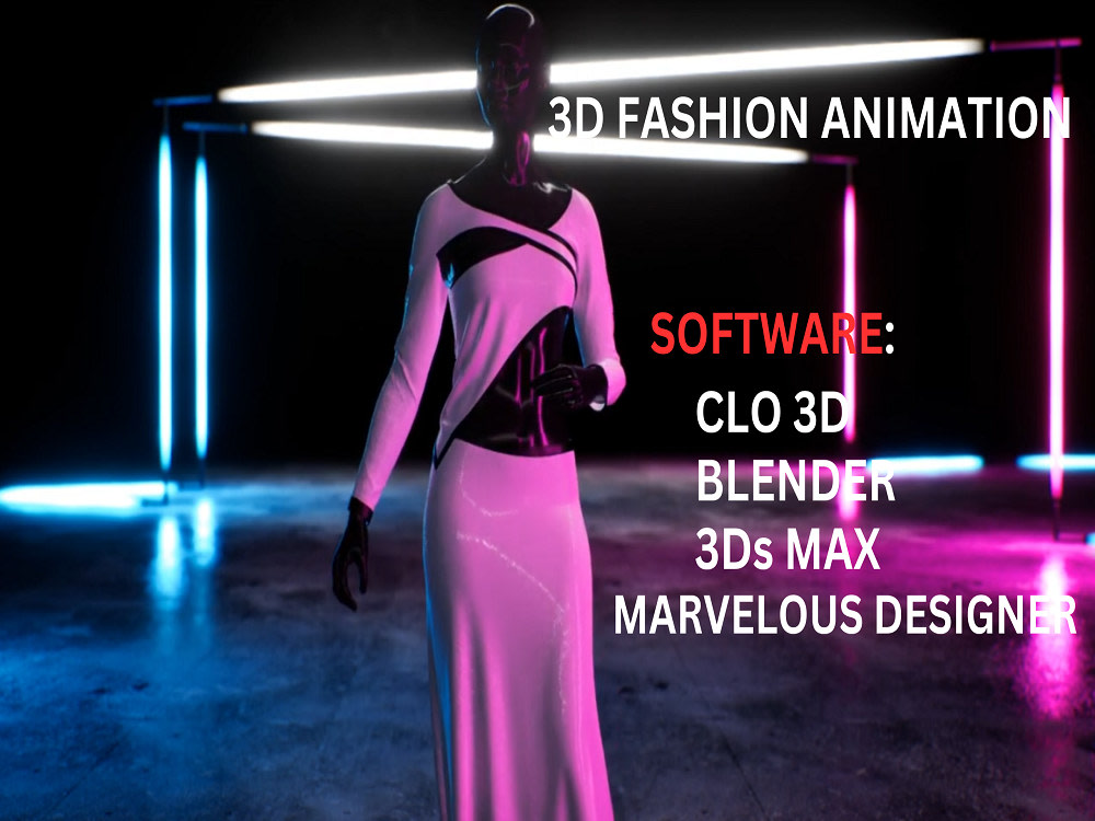 3d fashion animation, 3d clothing mockup in clo 3d or marvelous ...