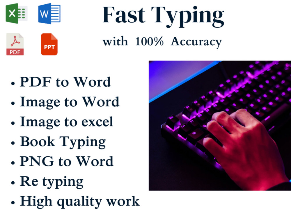 Fast typing at a speed of 65 wpm | Upwork