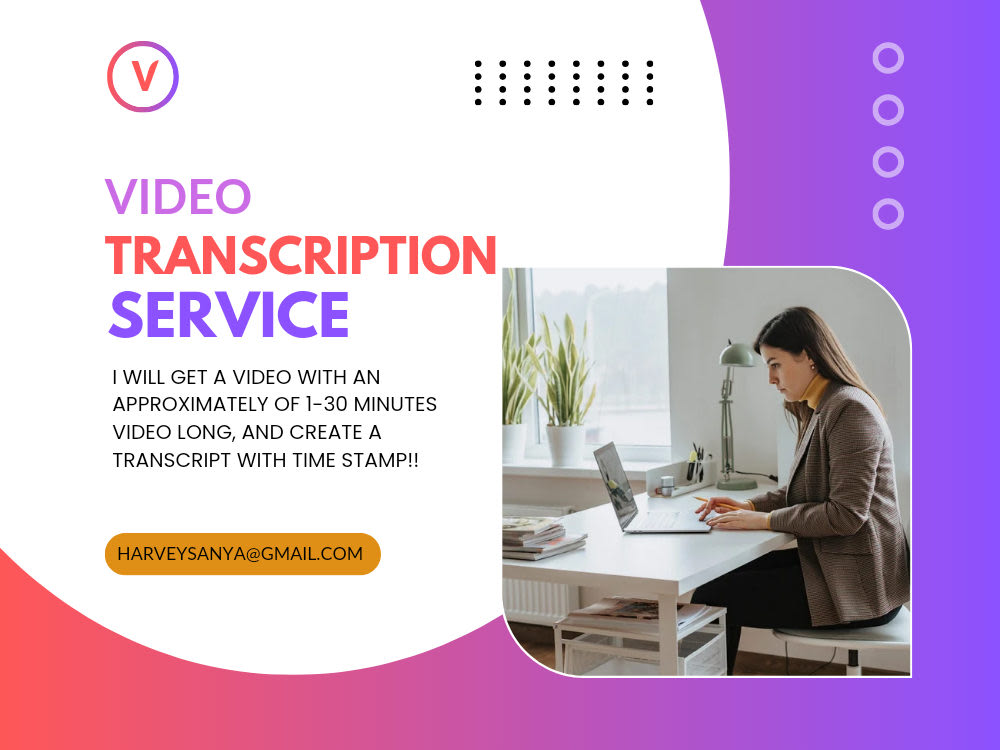 A video and do a transcript with time stamp | Upwork