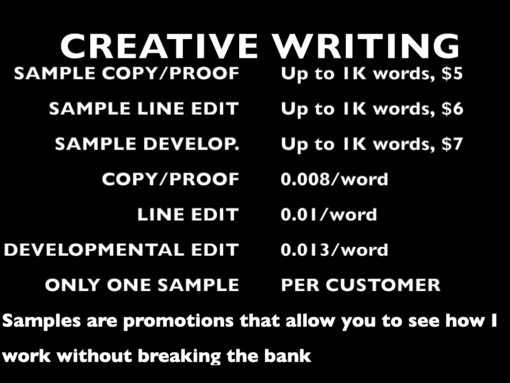 A creative writing sample up to 1,000 words | Upwork