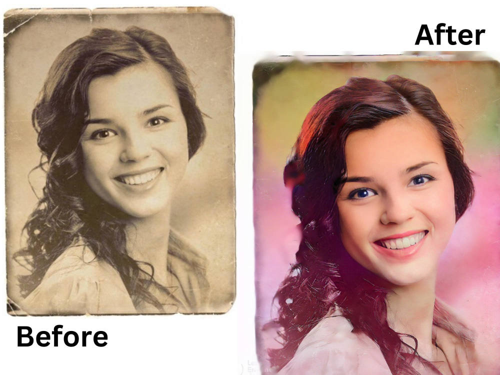 Low to high resolution, damaged photo restoration, and repaired photo ...
