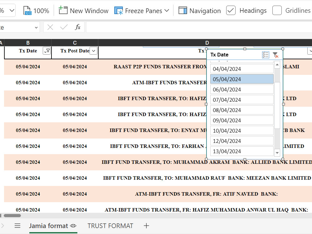 Bank statements in proper format | Upwork