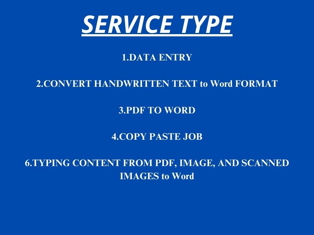 Fast data entry in Microsoft Word format or any files example PDF etc ...