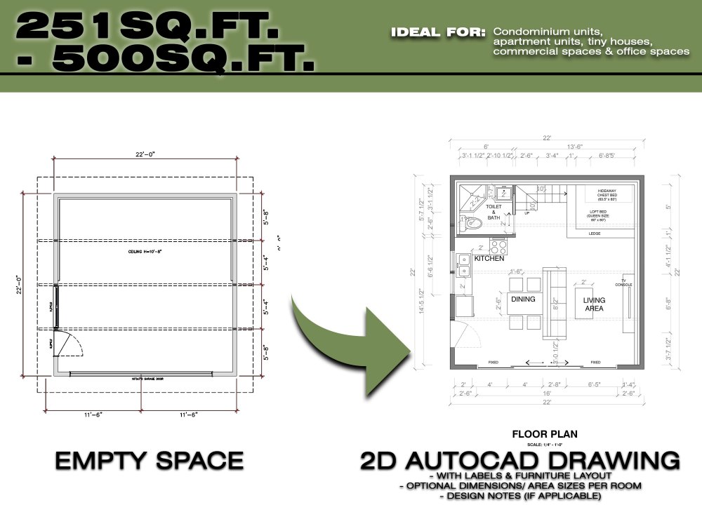 A 2D Architectural Interior Floor Plan professionally done in Autocad ...