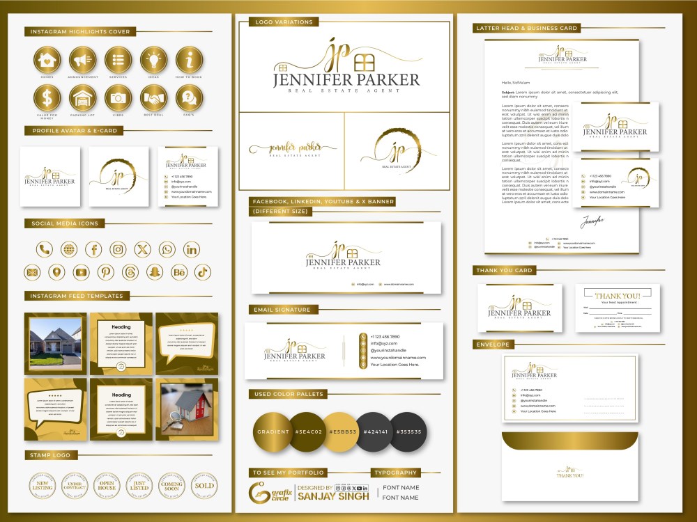 A Real Estate and Realtor Signature logo design with complete branding ...