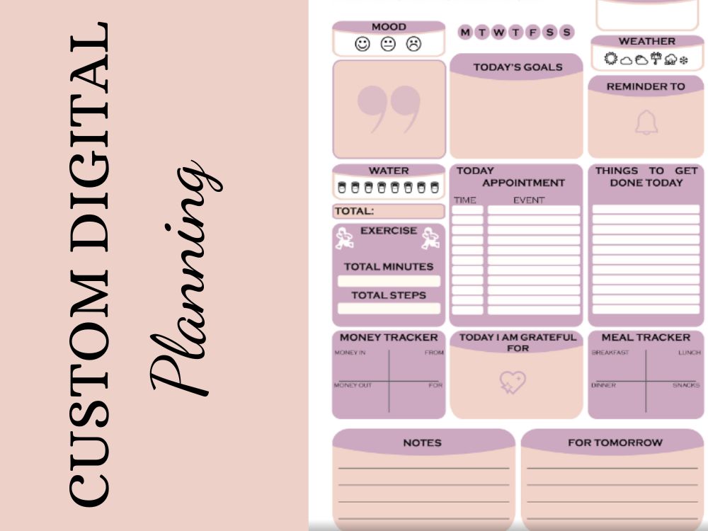 Custom digital planner notebook hyperlinked journal Etsy and calendar ...