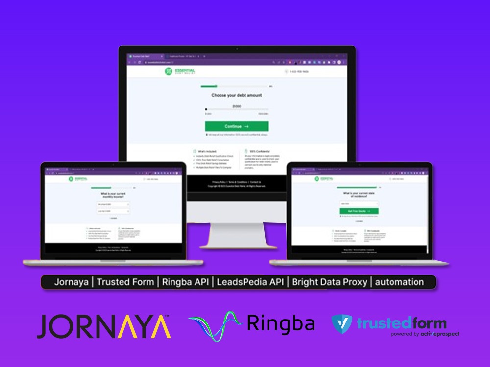 Automation bot for optin leads and jornaya form submission | Upwork