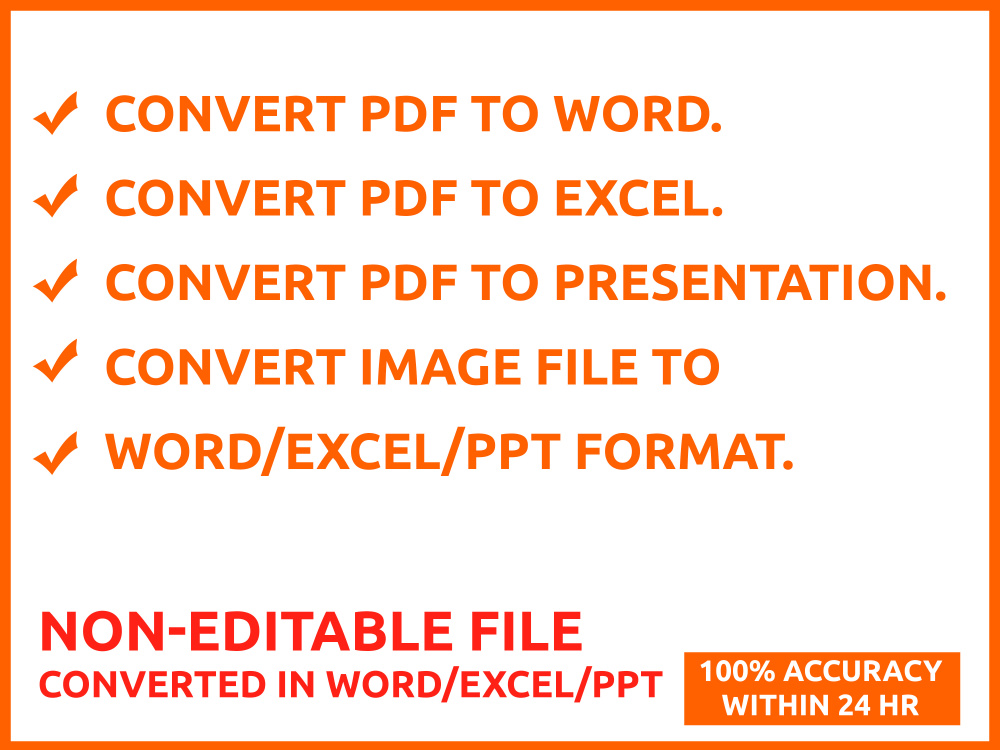 PDF,Image,Screenshot non-editable file converted in Excel,Word within 24 hr | Upwork