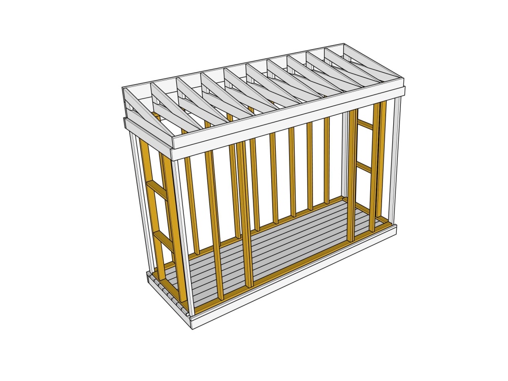 A 3d, 2d, CAD model of an outdoor shed woodworking build plan | Upwork