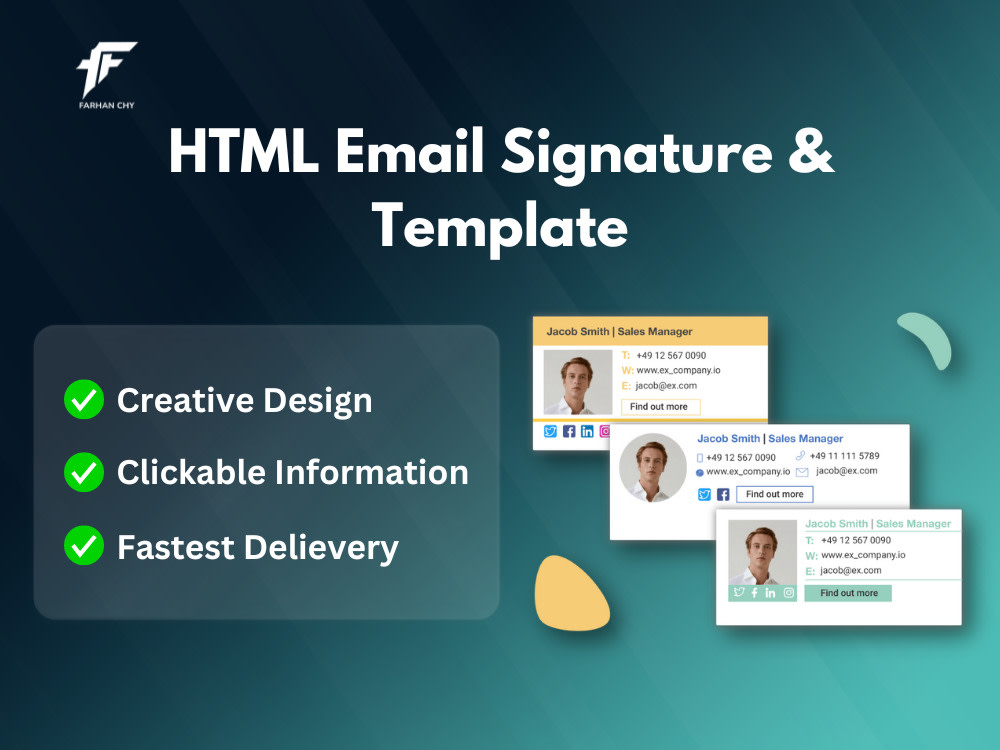 Designable Email template and clickable HTML Email signature | Upwork