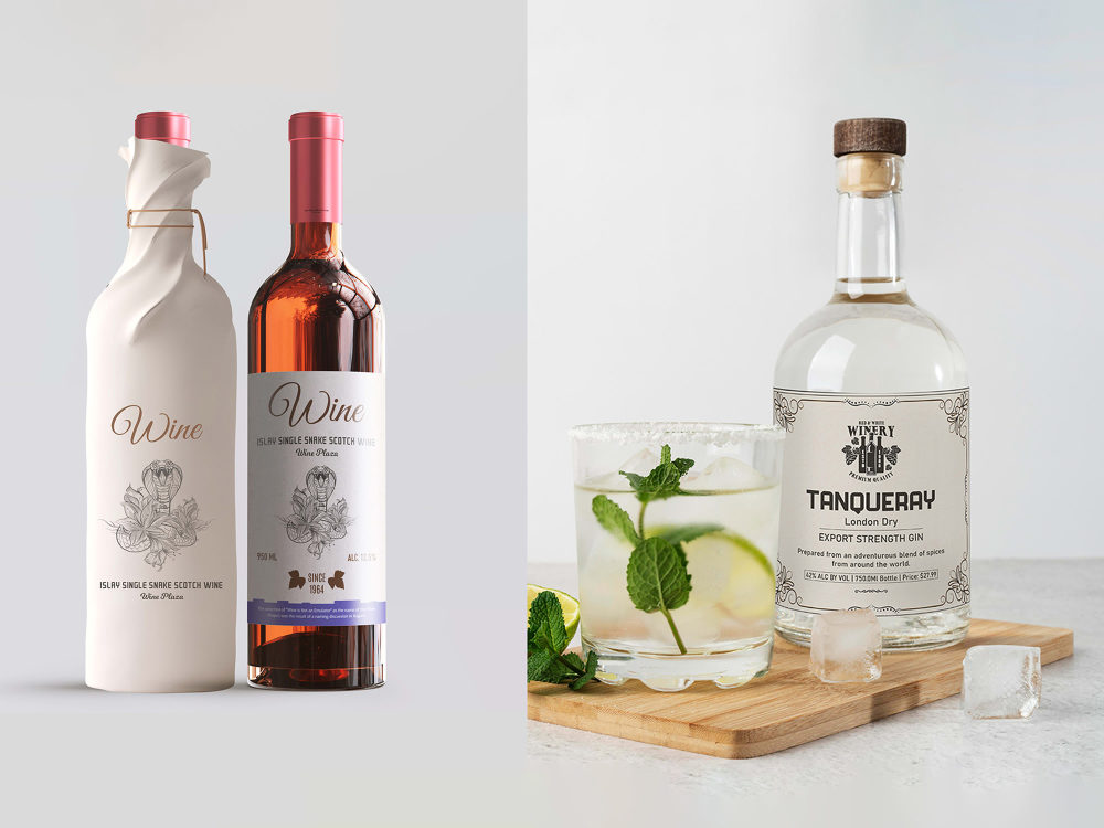 Gin alcohol label, wine label, beer label, whisky label, vodka label ...
