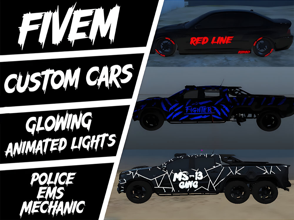 A custom fivem cars glowing, animated light, livery of police | Upwork