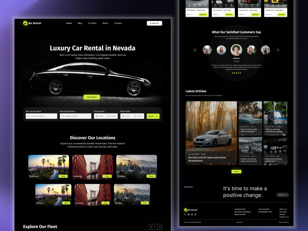 Clean UI/UX website design for car rental, auto detailing, car ...