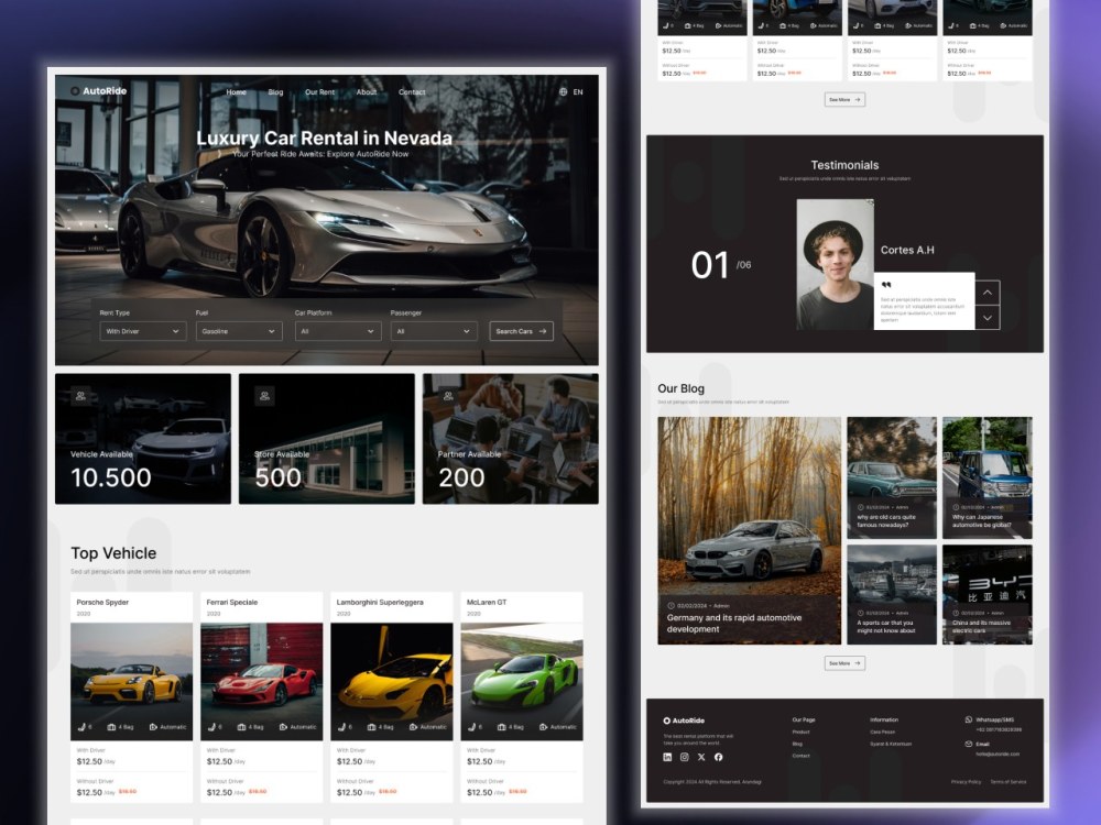 Clean UI/UX website design for car rental, auto detailing, car ...