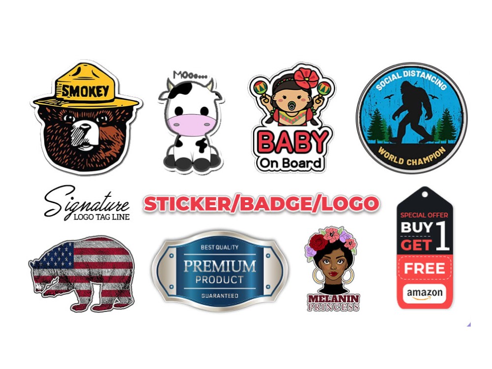 Creative custom sticker, signature logo , badge , label , decals design ...