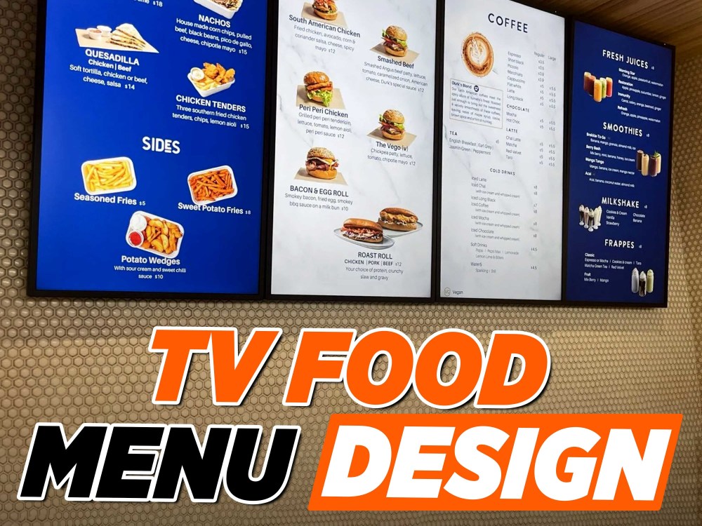 Food TV menu design for your restaurant, Bars, Bakery and convenience ...
