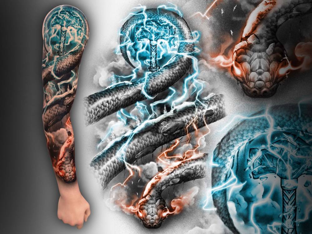 A Hand-drawn Professional Tattoo Sleeve Design | Upwork