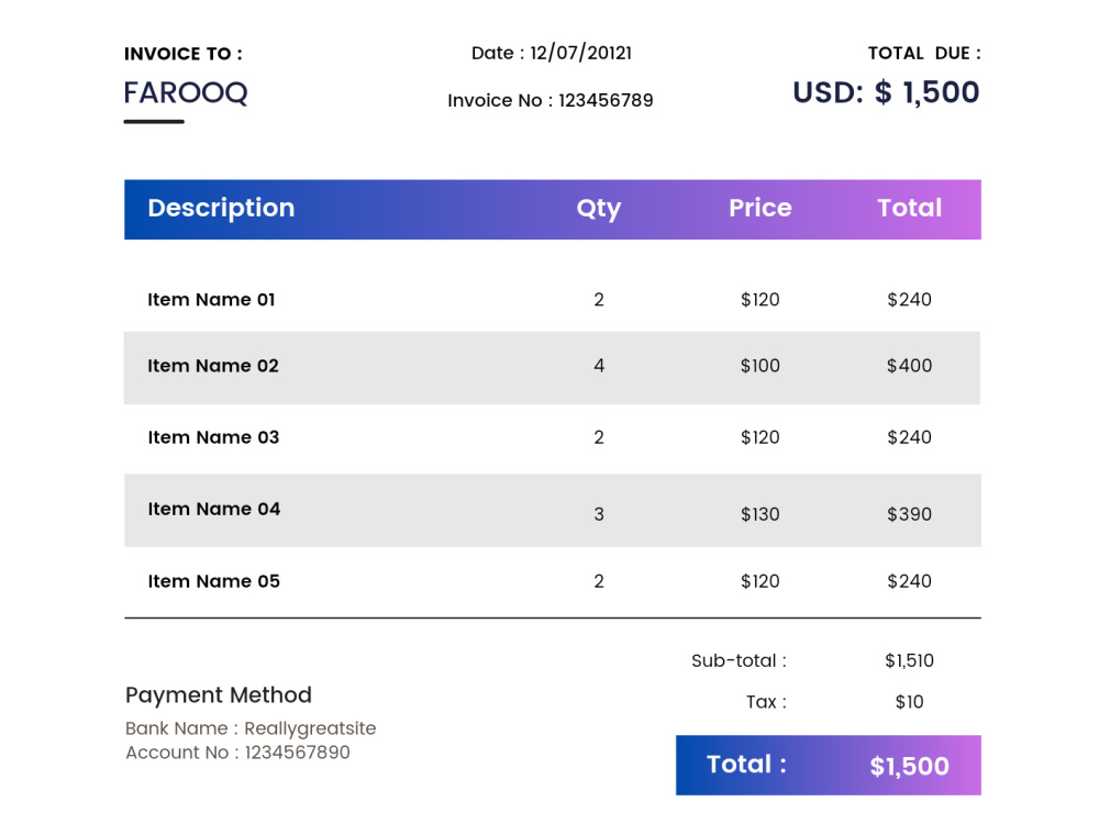 Invoice and receipt designs | Upwork