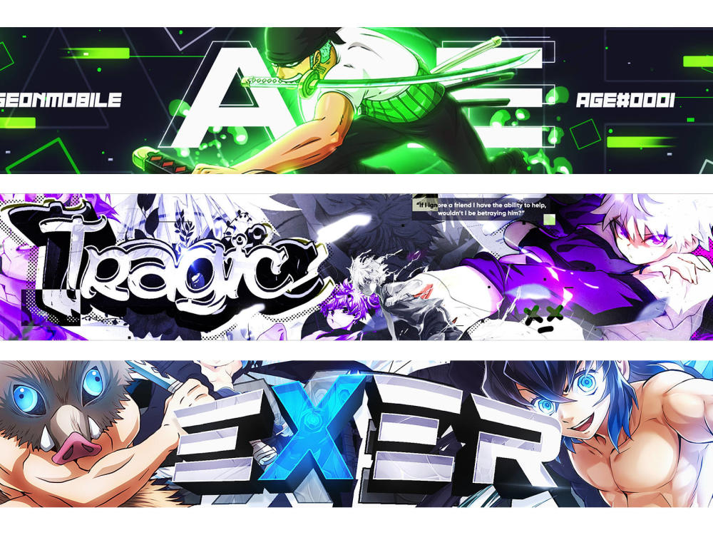 Eye catching anime banners for Youtube, twitter, discord, twitch | Upwork