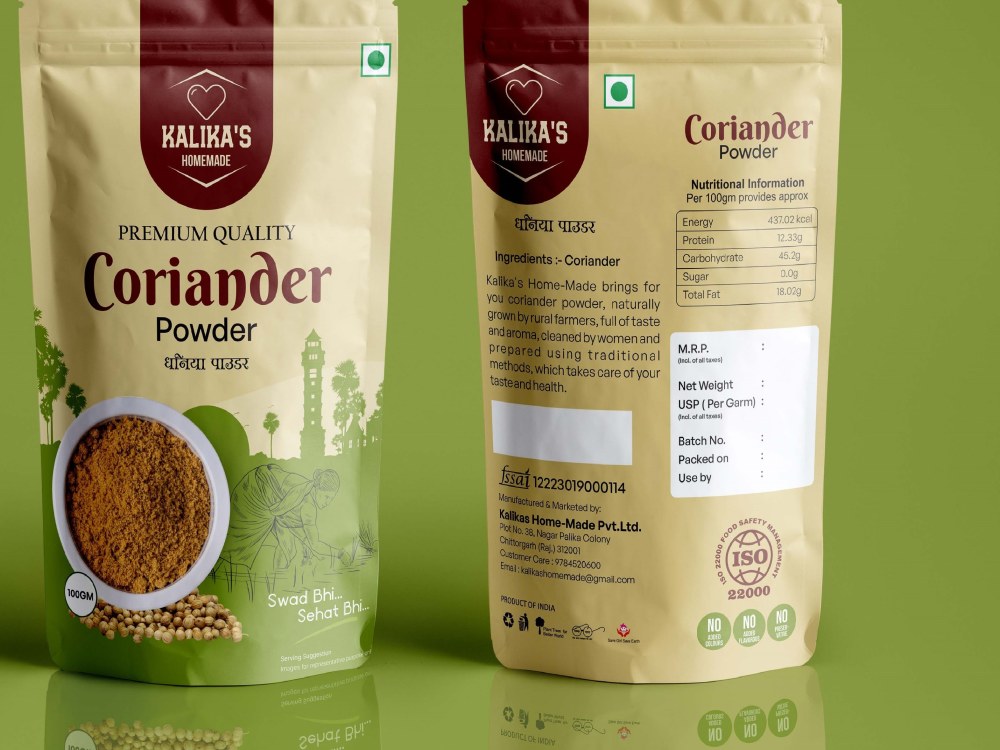 Standee Pouch Design for Food products (Spices) | Upwork