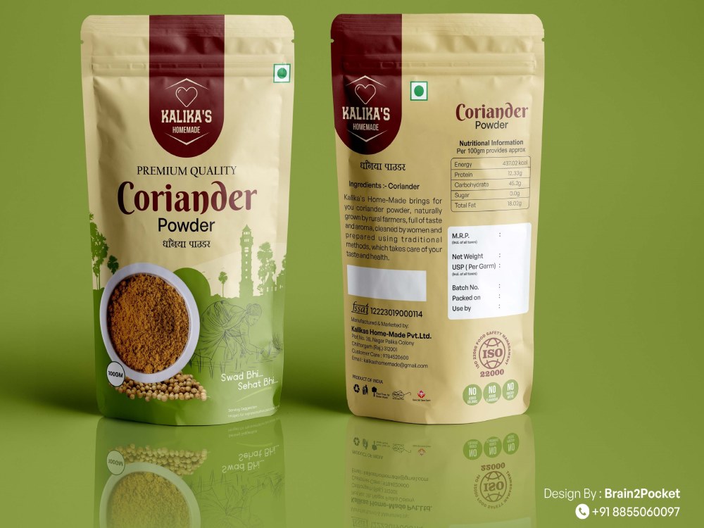 Standee Pouch Design for Food products (Spices) | Upwork