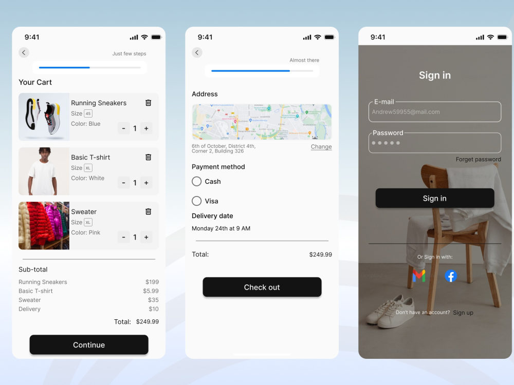 A fantastic seamless E-commerce mobile app for Fashion selling UI/UX ...