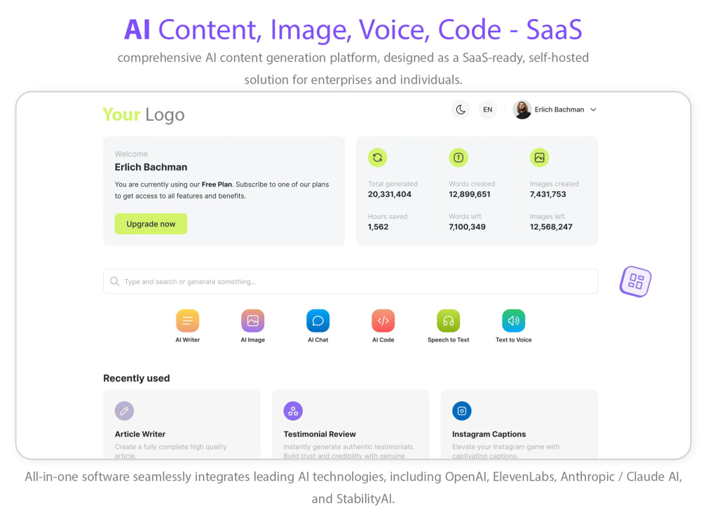 AI Content & Image Generator SaaS Website - Make money easily with AI ...