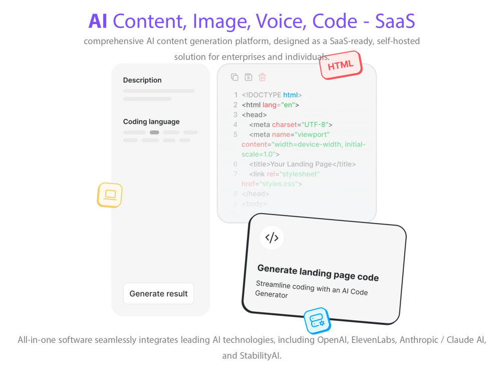 AI Content & Image Generator SaaS Website - Make money easily with AI ...