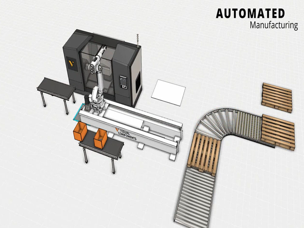 Simple 3d manufacturing simulation layout in visual components | Upwork