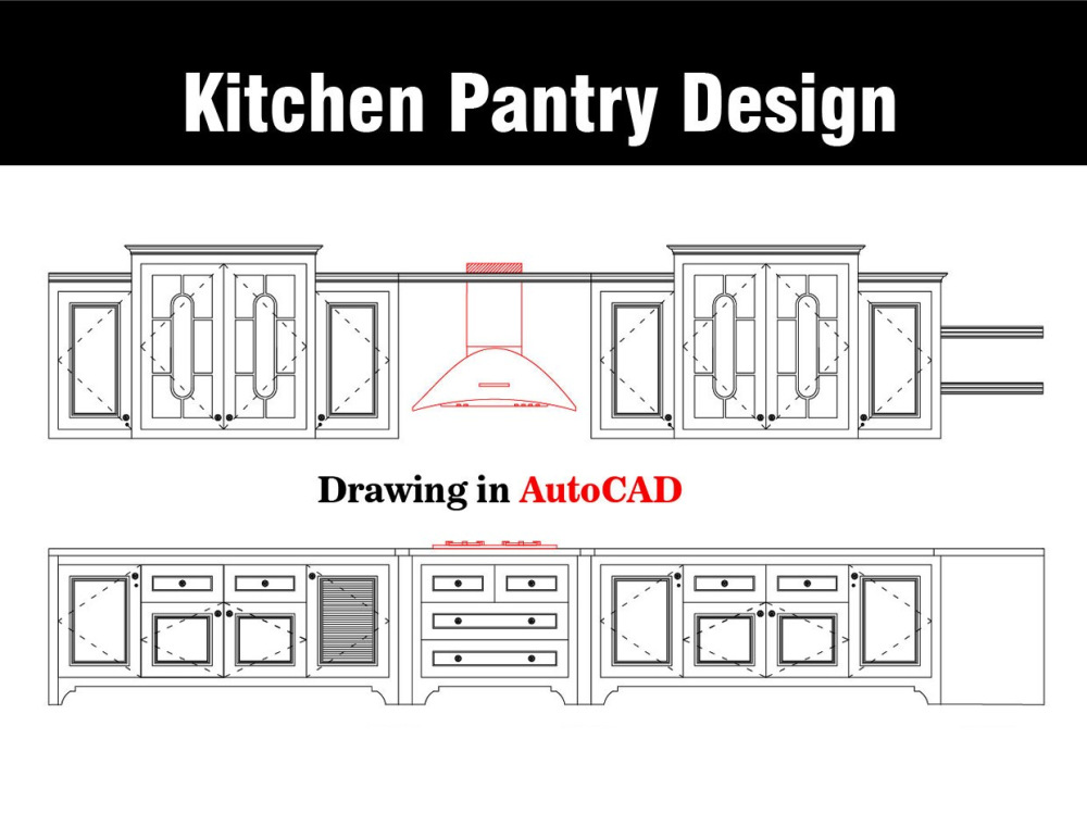 Kitchen pantry cupboard drawing in AutoCAD | Upwork