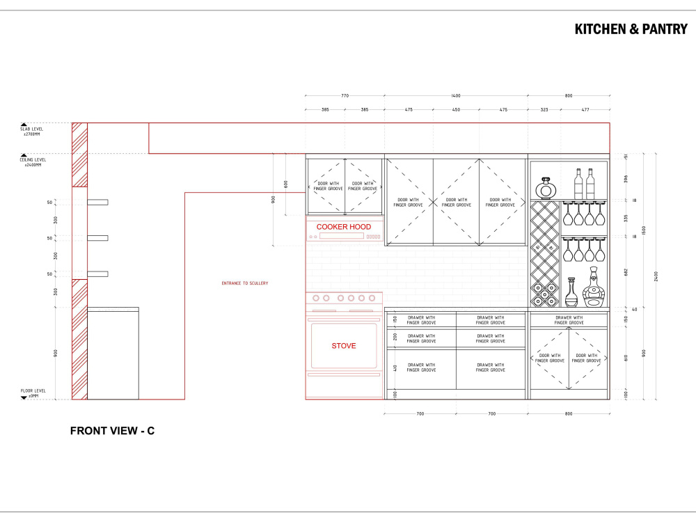 Kitchen pantry cupboard drawing in AutoCAD | Upwork