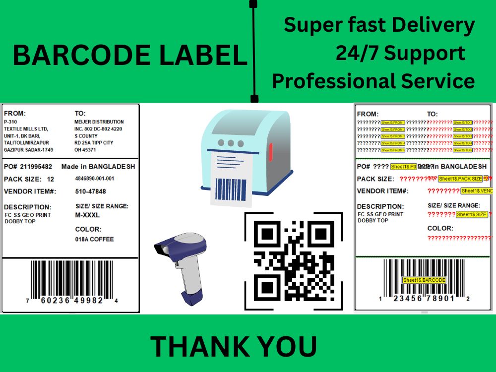 Any type of barcode & shipping sticker label design | Upwork
