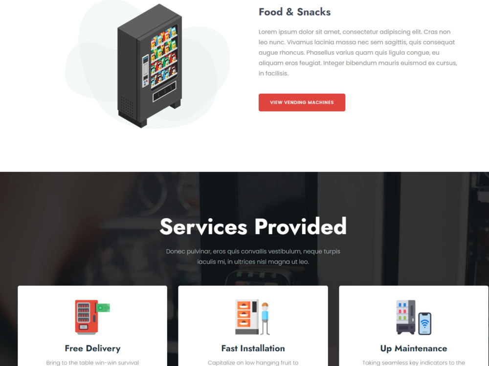 Responsive vending machine landing page, vending machine website. | Upwork