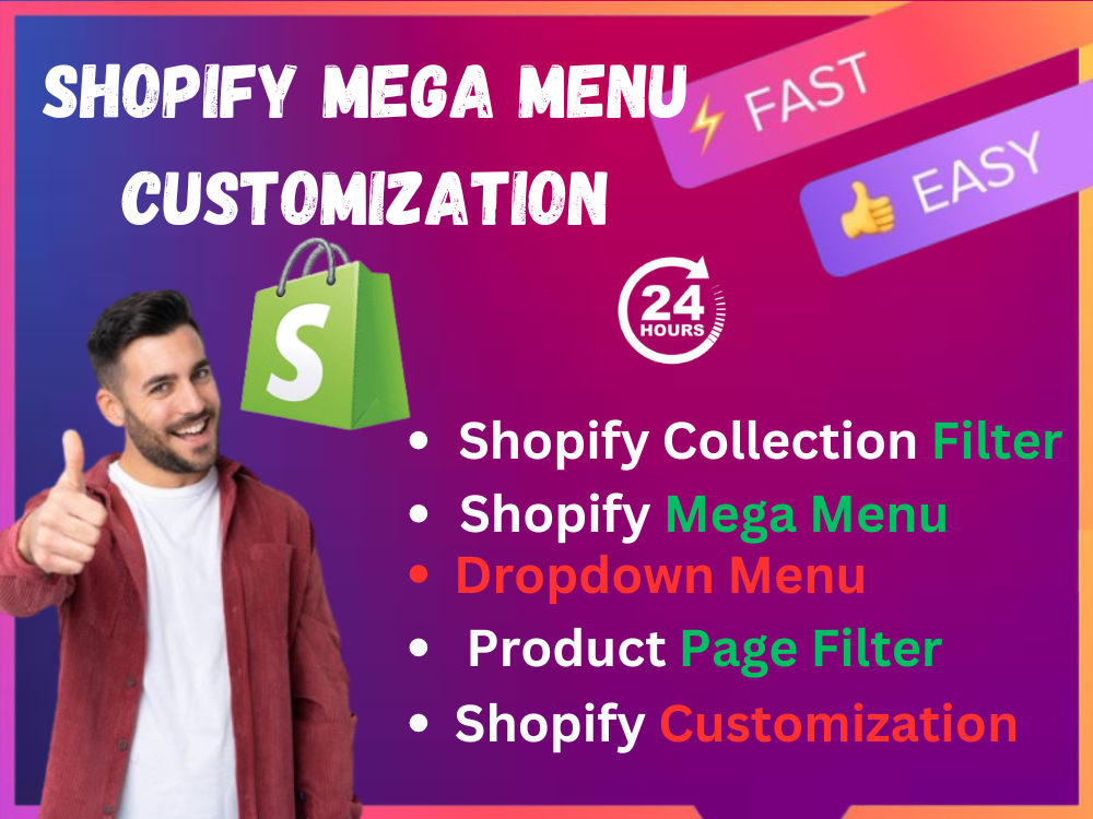 Customized shopify mega menu, shopify menu, collection, fix shopify ...