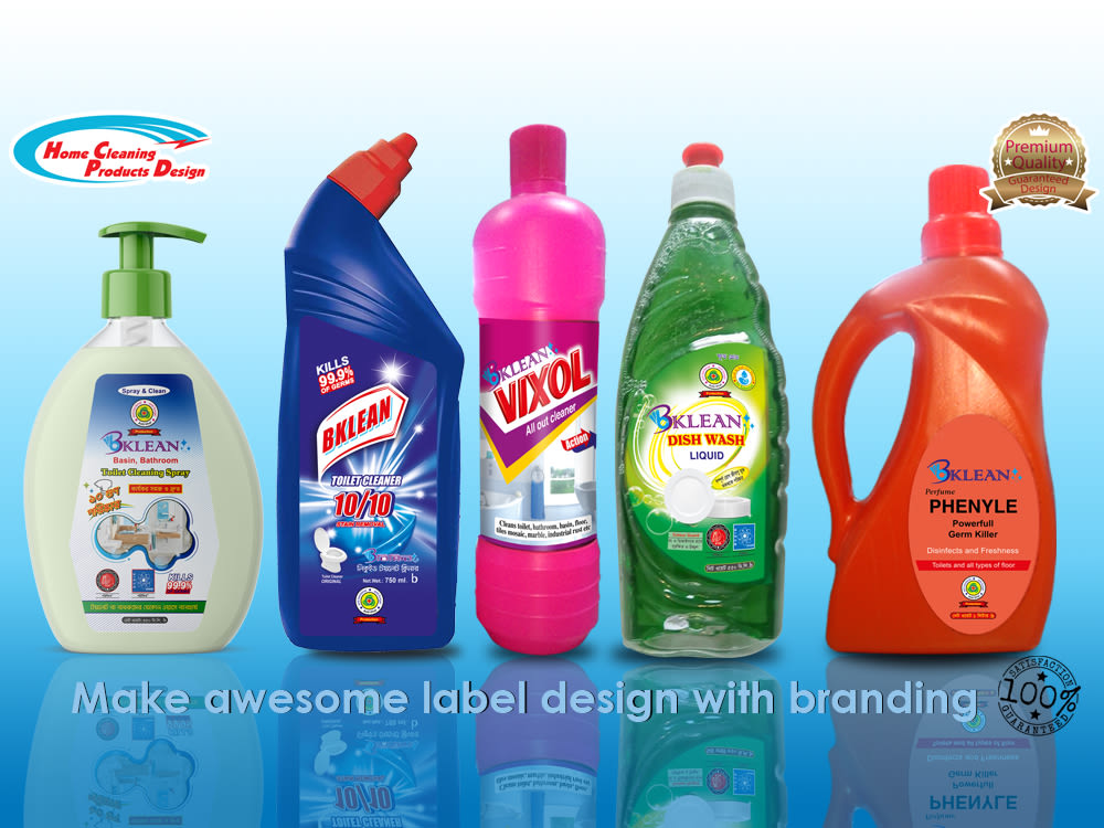 The project of creative home cleaning product label design | Upwork