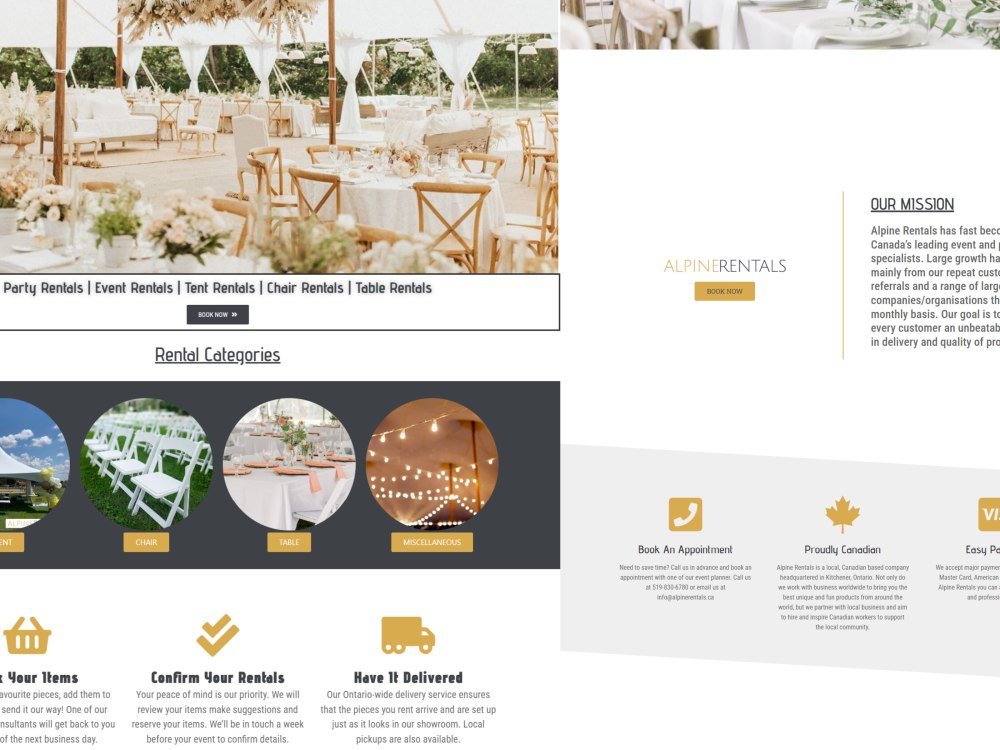 Create party rental website, event booking website, photo booth website ...