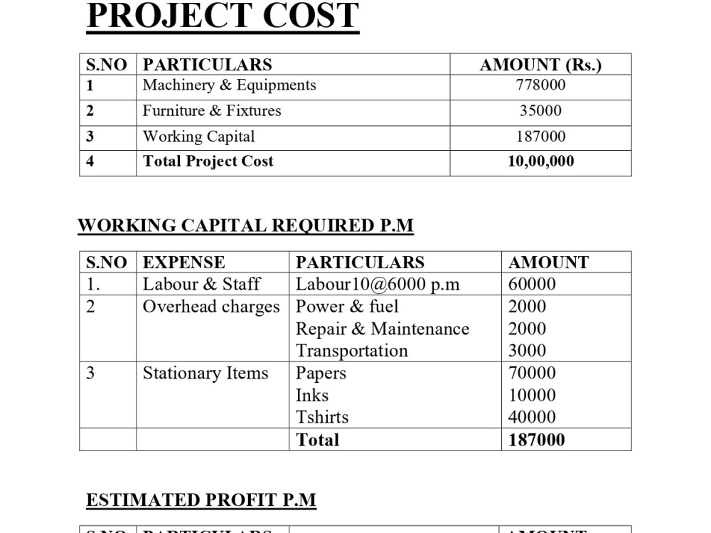 Project report in one day including CMA data for loan funding | Upwork