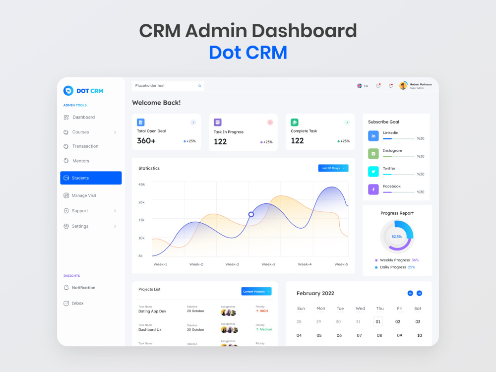 Admin dashboard design for web application and mobile app Saas,CRM,HRM ...