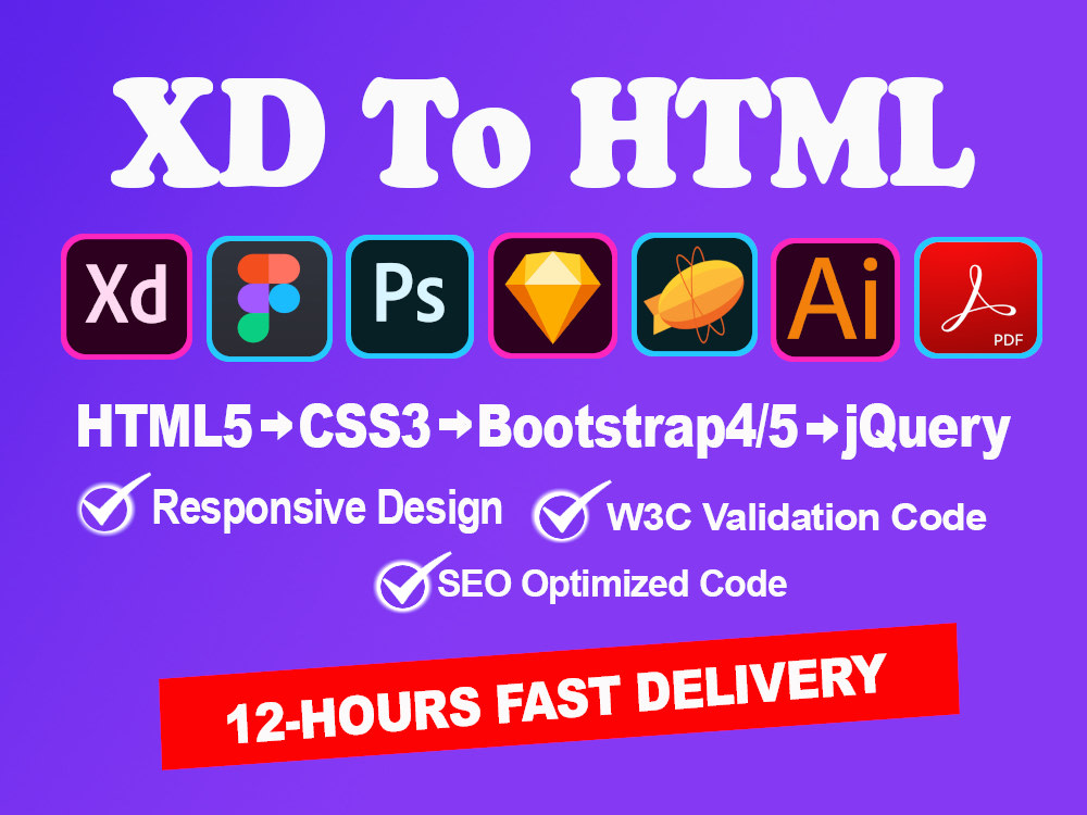 Adobe Xd To HTML,CSS,BOOTSTRAP, JS With Responsive website | Upwork