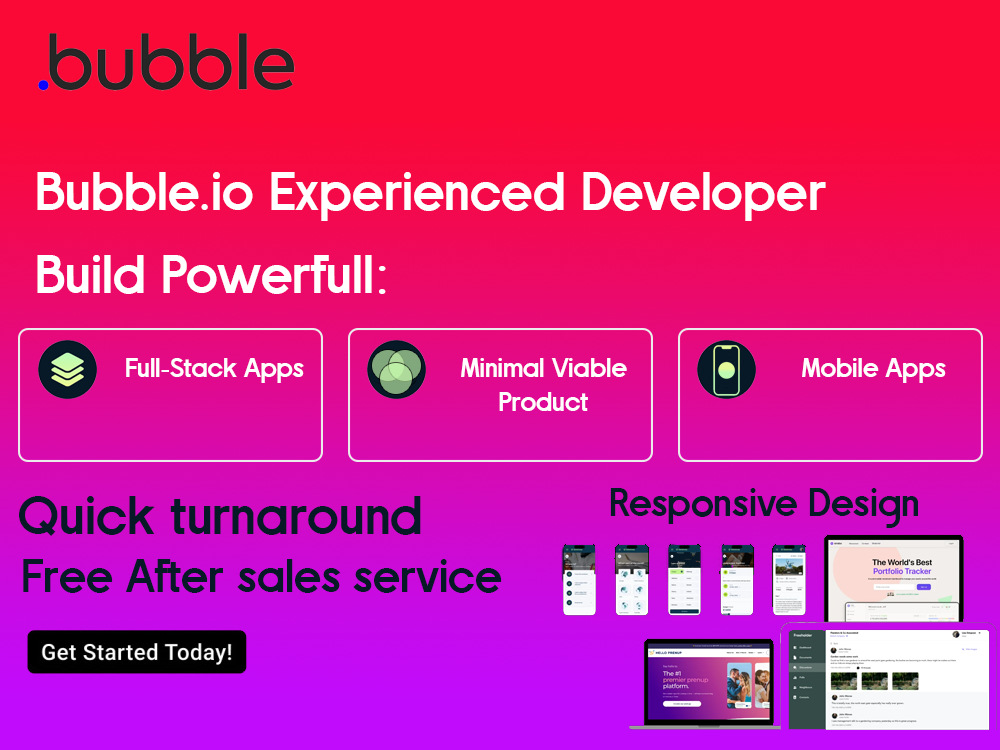 Bubble | bubble.io | bubble developer | bubble.is | MVP development | MVP | Upwork