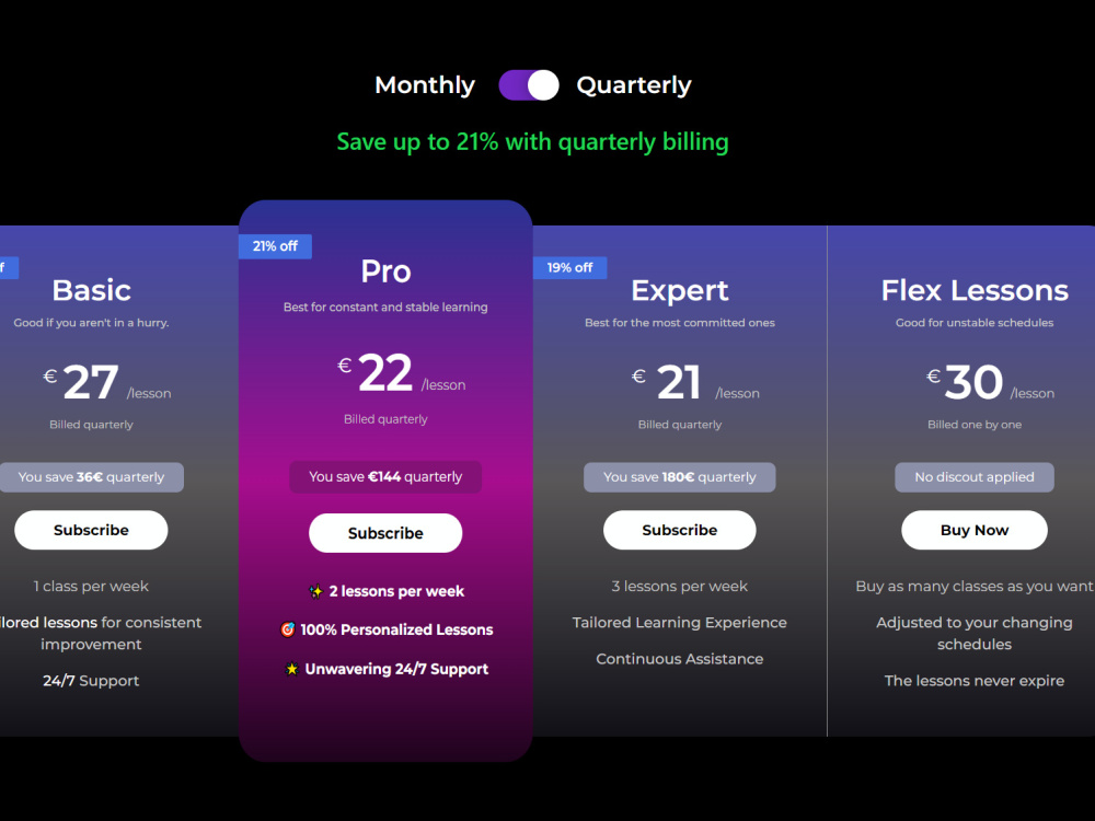 Responsive HTML table and comparison pricing table | Upwork