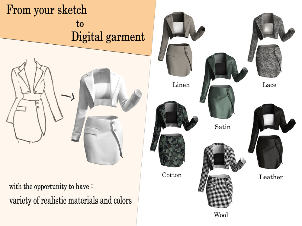 Realistic digital garment with variety of materials and colors | Upwork
