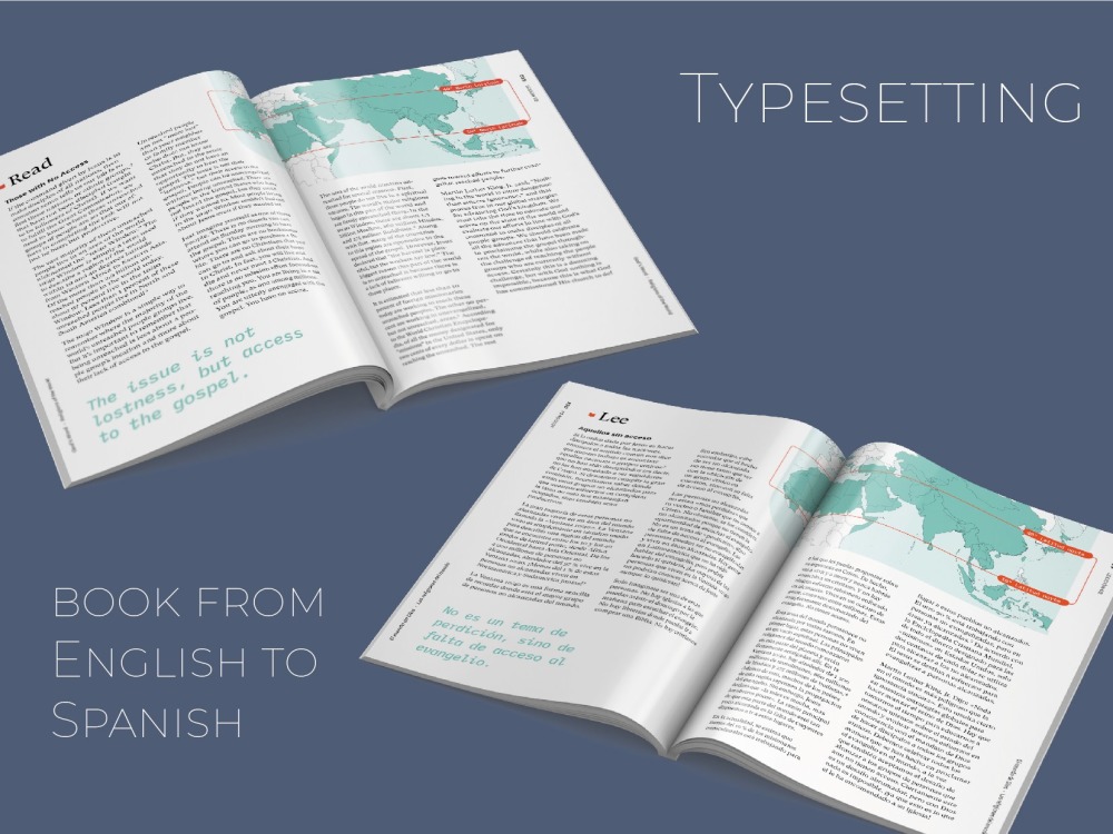A professional typesetting of a book from English to Spanish using ...