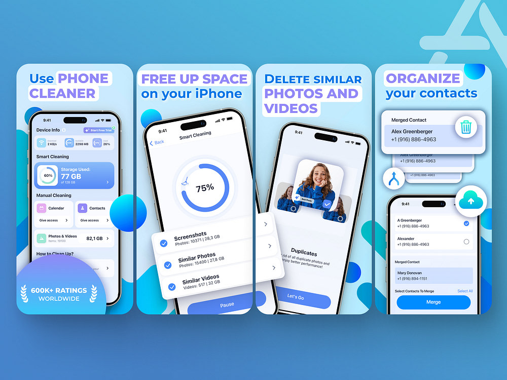 Modern app & game screenshots design for the app store or play store ...