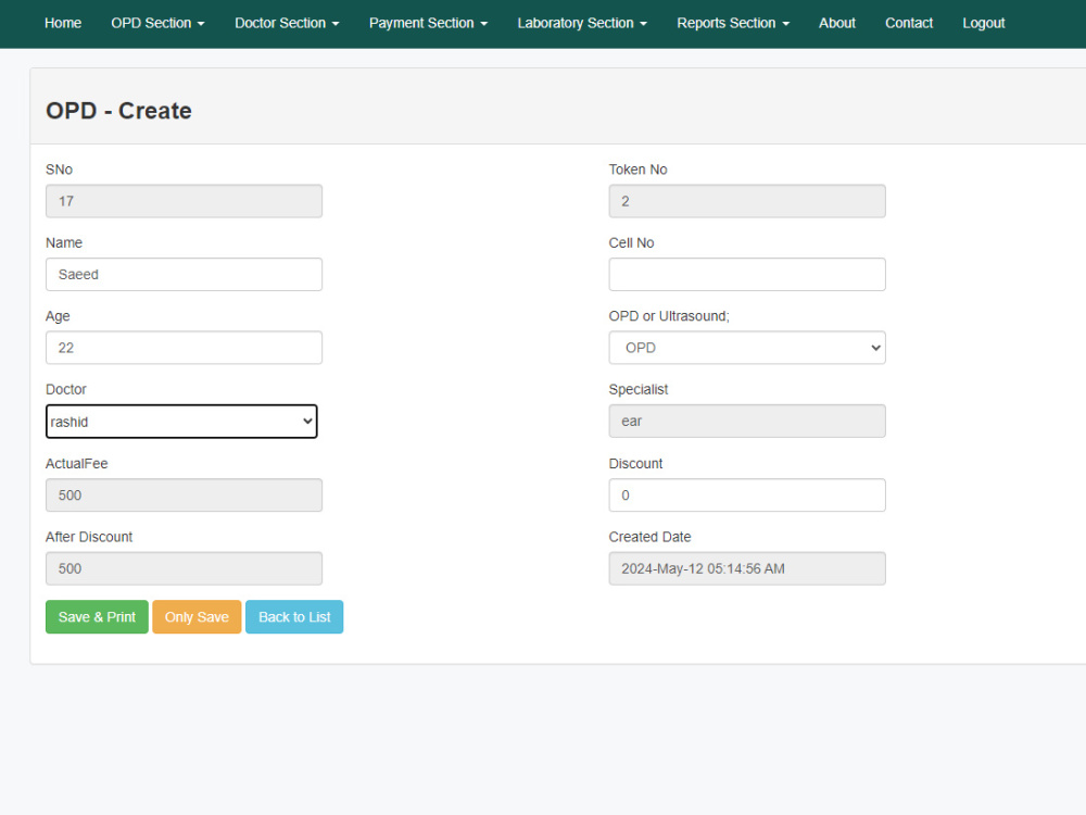 OPD and Laboratory System | Upwork