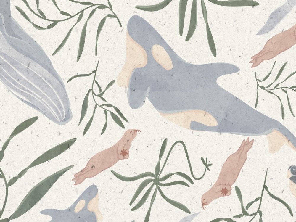 A custom hand drawn seamless repeat pattern with non-exclusive rights ...