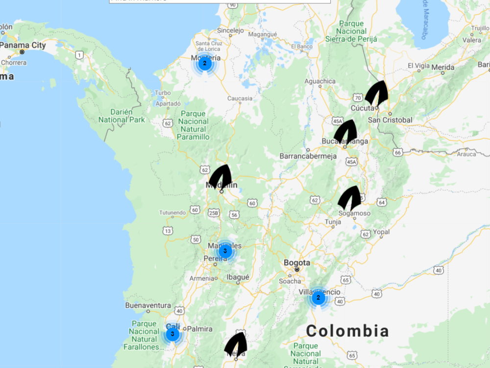 A map created with Google Maps API including Marker cluster | Upwork