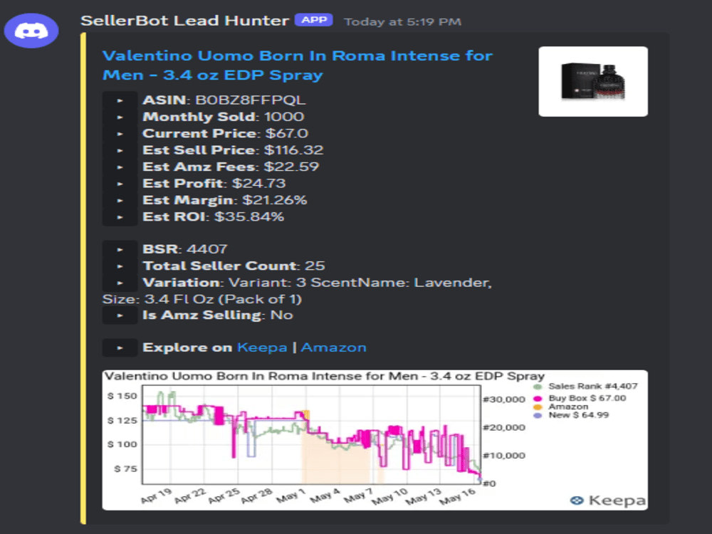 Amazon Lead Analyzer- Keepa API-Powered Discord Bot for profitable Product | Upwork